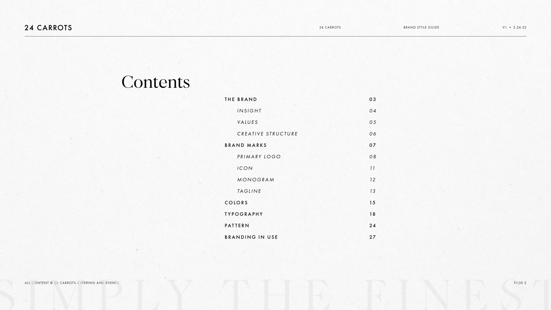 Style Guide - 24 Carrots Catering and Events