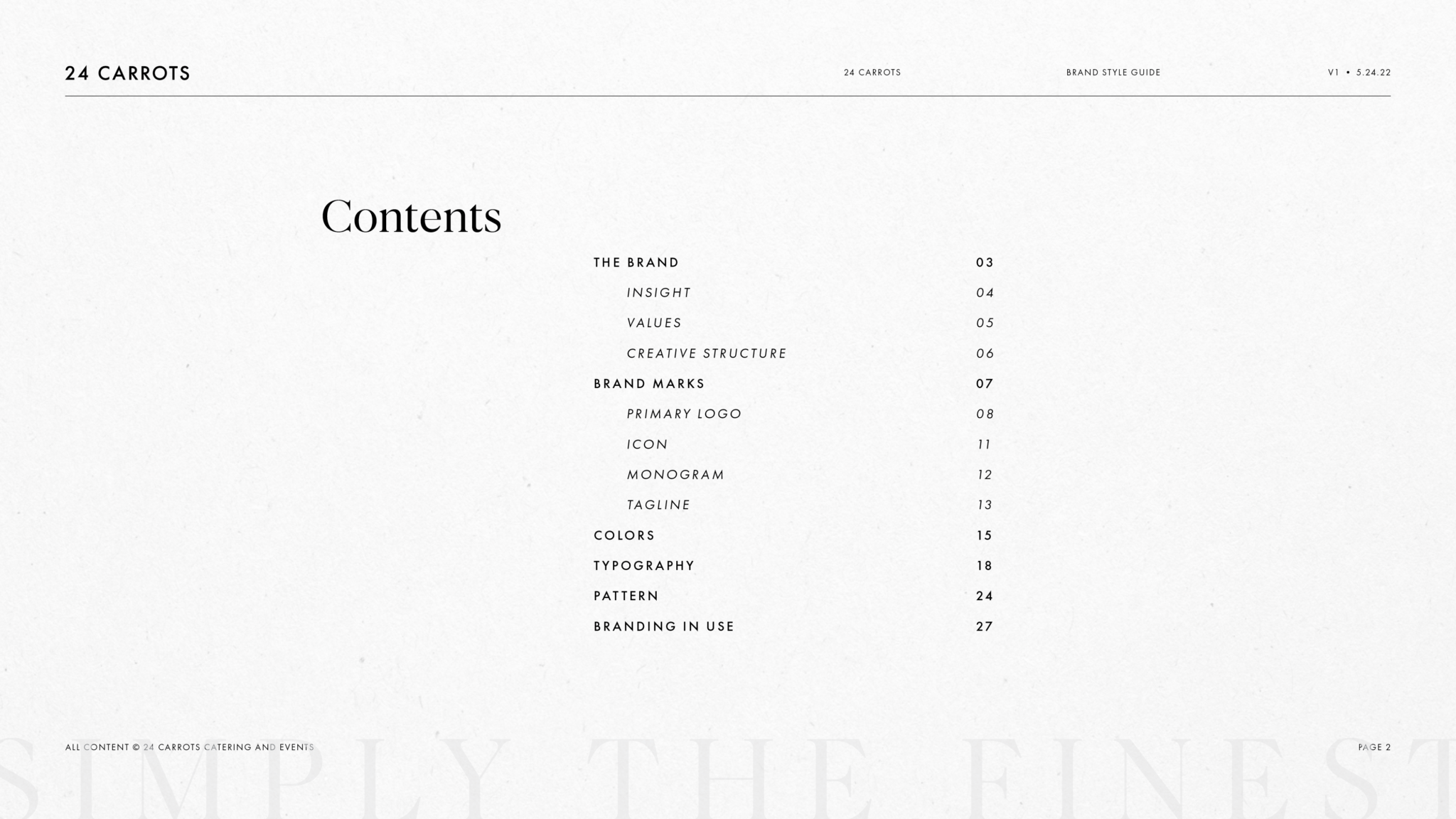Style Guide - 24 Carrots Catering and Events